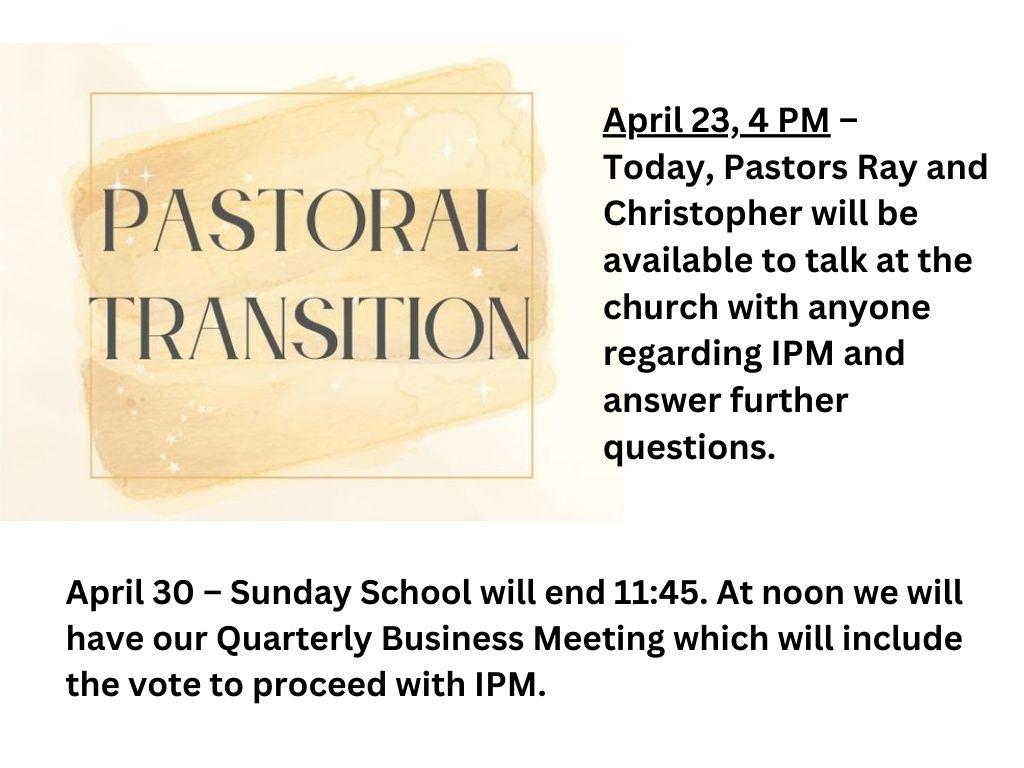 Pastoral Transition - McCoy Memorial Baptist Church Pastoral Transition - McCoy Memorial Baptist Church